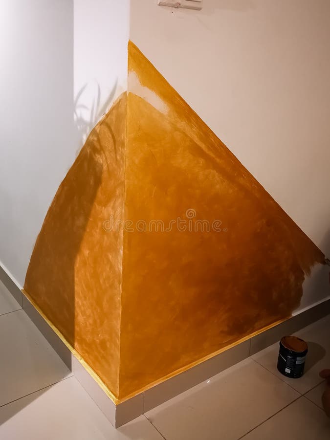 Gold Paint on the Wall, New Trend Interior Design Stock Image - Image ...