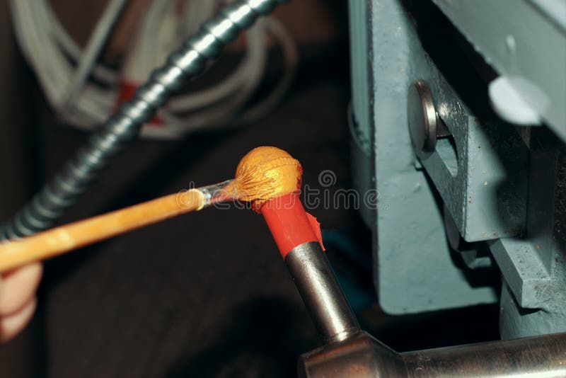 Gold-painted Handles on a Drilling Machine. Stock Image - Image of ...