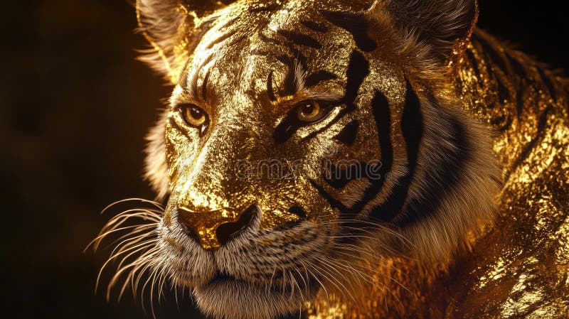 Gold-Painted Tiger Stare stock photo. Image of high - 359967302