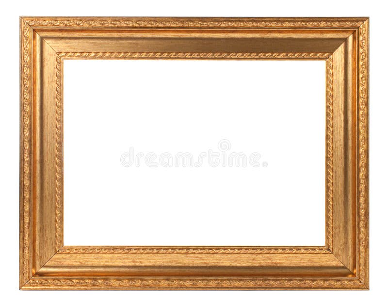 Gold Painted Wooden Picture Frame Stock Image - Image of wood, white ...