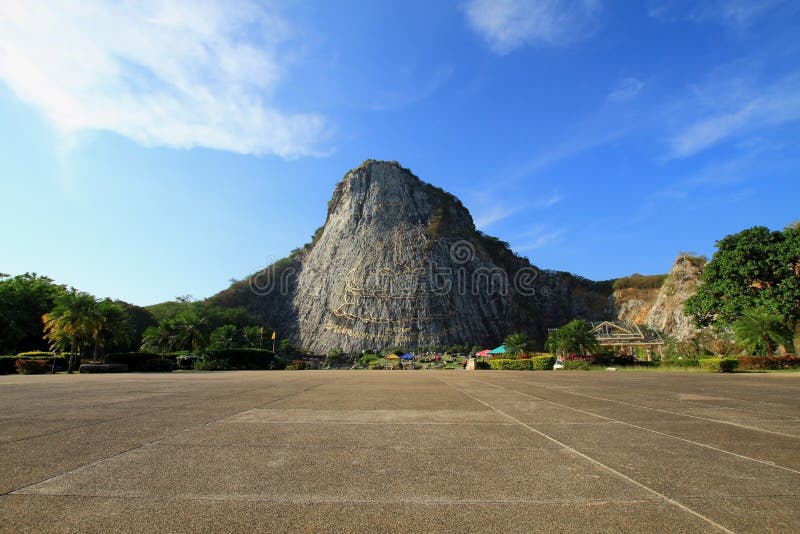 Gold Painting of Buddha Statue on Cliff at Cheecha Stock Photo - Image ...