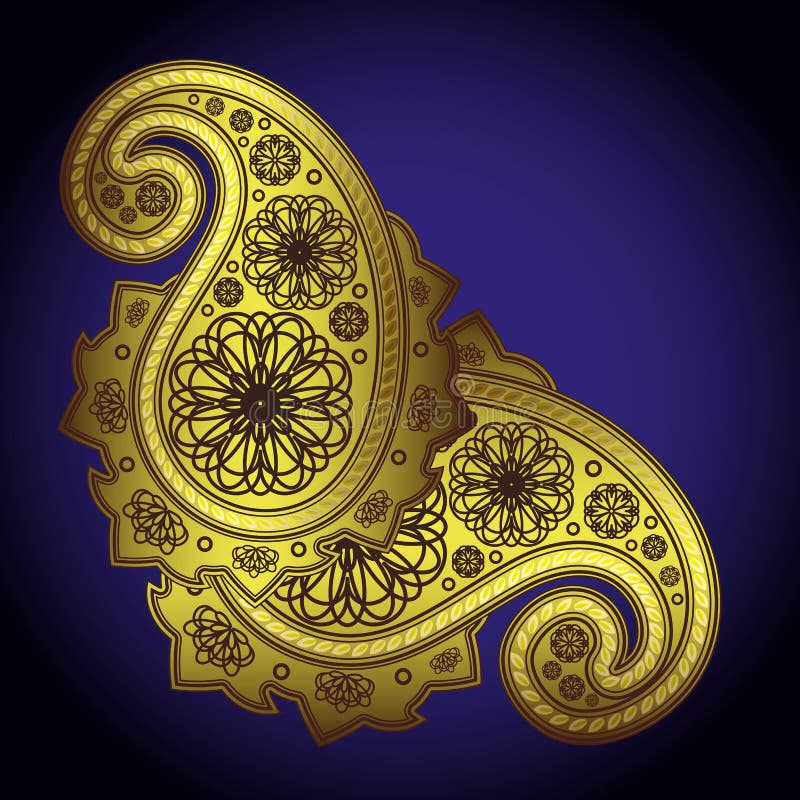 Gold Paisley Illustration stock vector. Illustration of lustre - 14878844