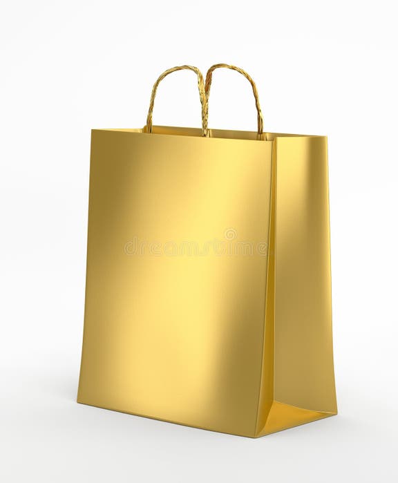 Gold Paper Bag stock illustration. Illustration of carton - 24892844