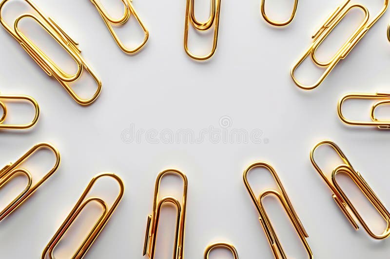 Gold Paper Clips Arranged in a Circle Stock Photo - Image of stationary ...