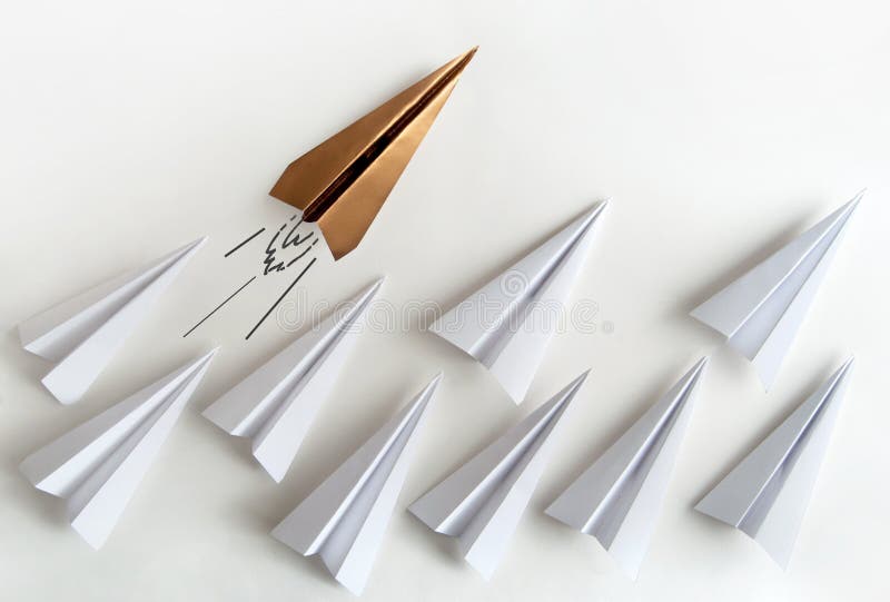 Gold Paper Plane Standing Out Line Stock Photos - Free & Royalty-Free ...