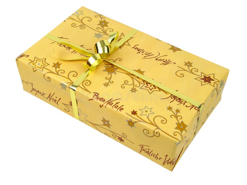 Gold Parcel stock photo. Image of deco, holiday, ribbon - 120274