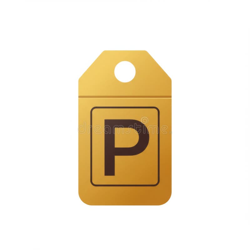 Gold Parking Permit Tag with Letter P Stock Illustration - Illustration ...