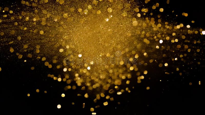 Gold Particles Explode and Fly Away on Black Background Stock Video ...
