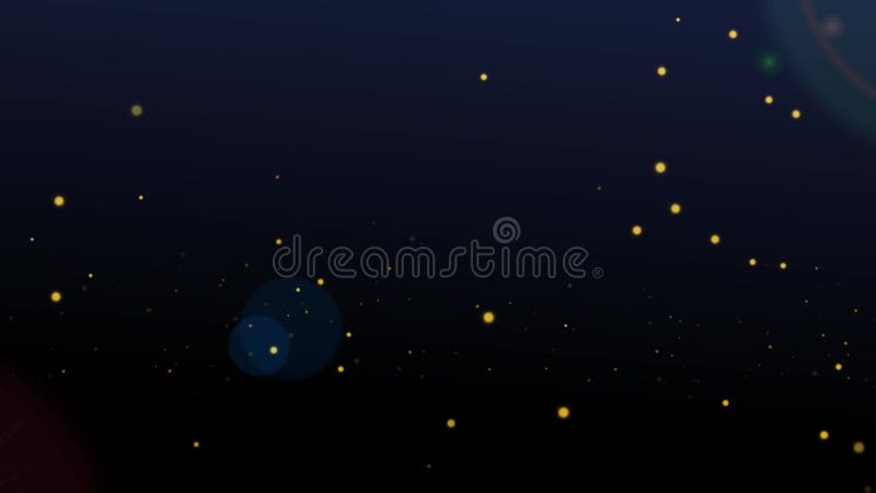 Gold Particles and Growing Lens Flare on Dark Blue Gradient. Stock ...