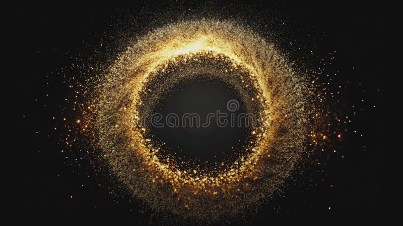 Gold Particles Moving in a Circle on a Black Background Stock Video ...