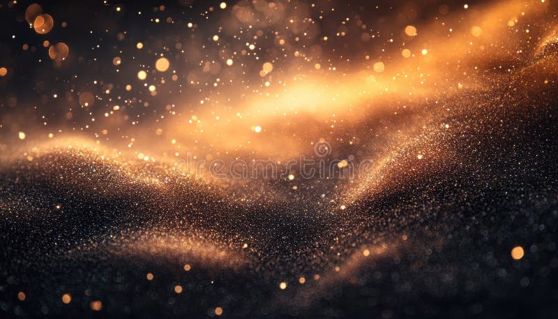 Gold Particles Swirl in a Dark, Sparkly Void, Creating a Mesmerizing ...