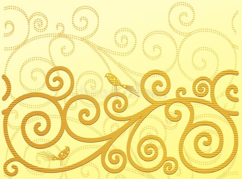 Gold pattern with birds stock vector. Illustration of autumn - 14637376