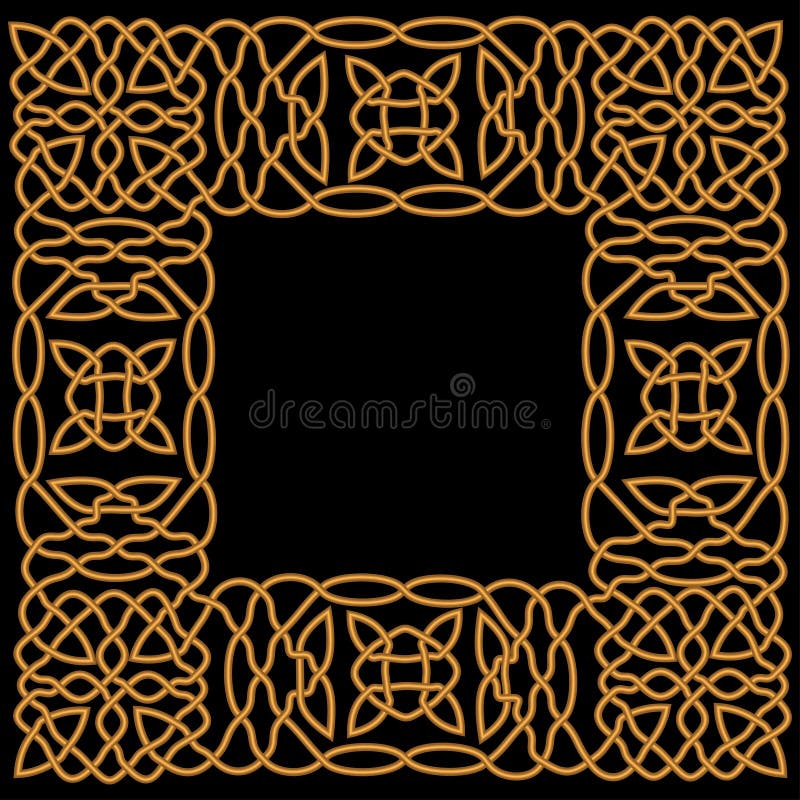 Gold Pattern in a Frame in the Arab or Celtic Style Stock Vector ...