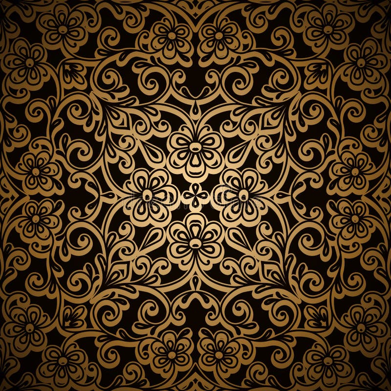 Vector Swirl Seamless Pattern with Gold Glitter on Stock Vector ...