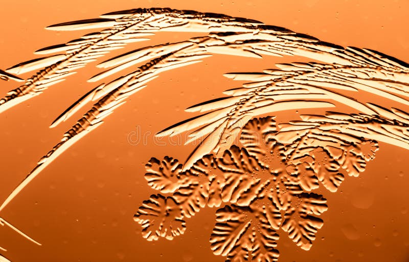 Gold Patterns from Frost on Glass As a Background. Stock Photo - Image ...