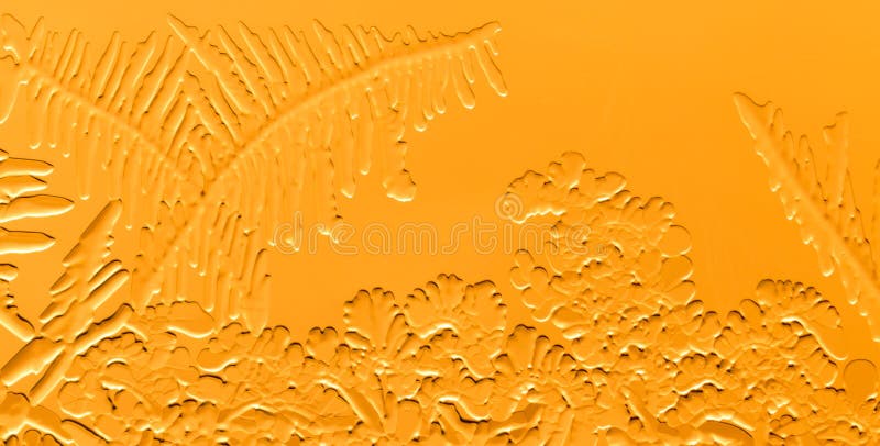 Gold Patterns from Frost on Glass As a Background. Stock Image - Image ...