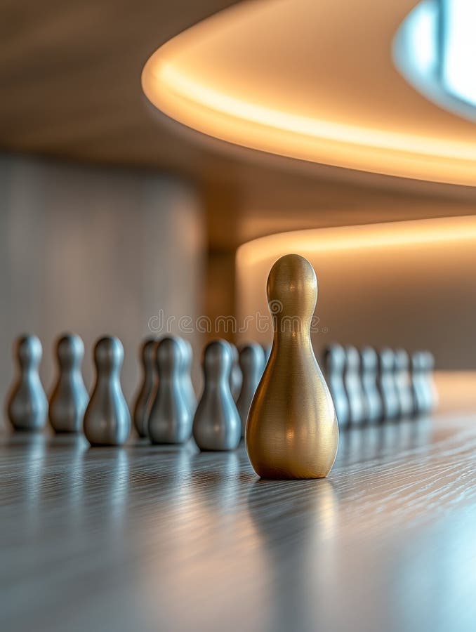 Gold Pawn Figurine in Focus among Silver Pawns. Stock Photo - Image of ...