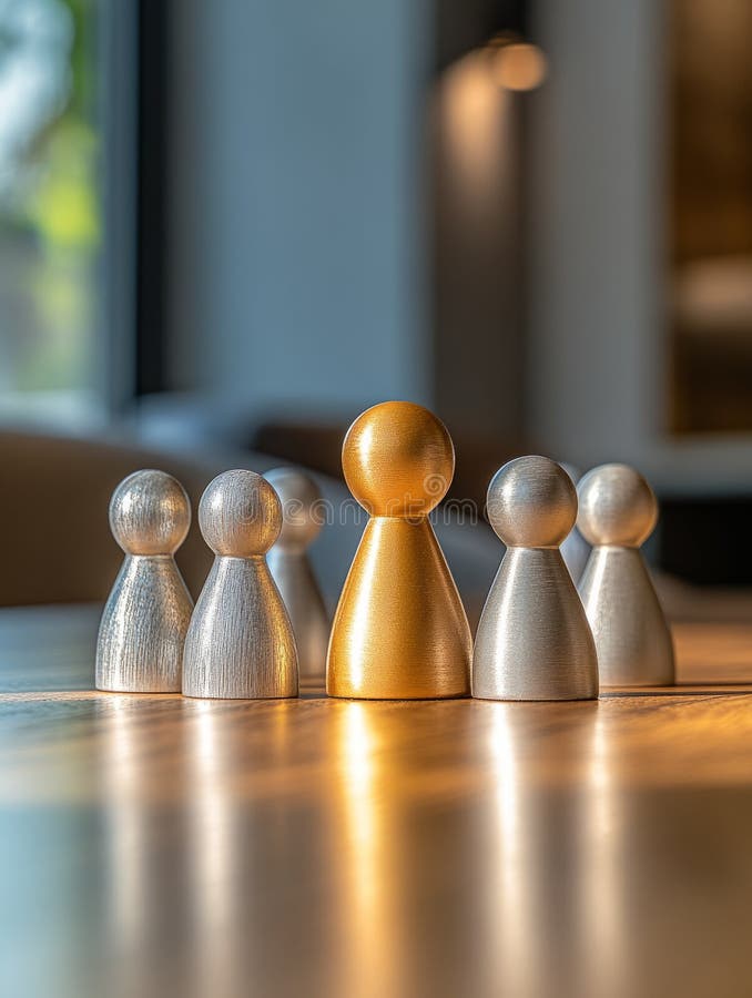 Gold Pawn among Silver Pawns on a Table. Stock Image - Image of ...