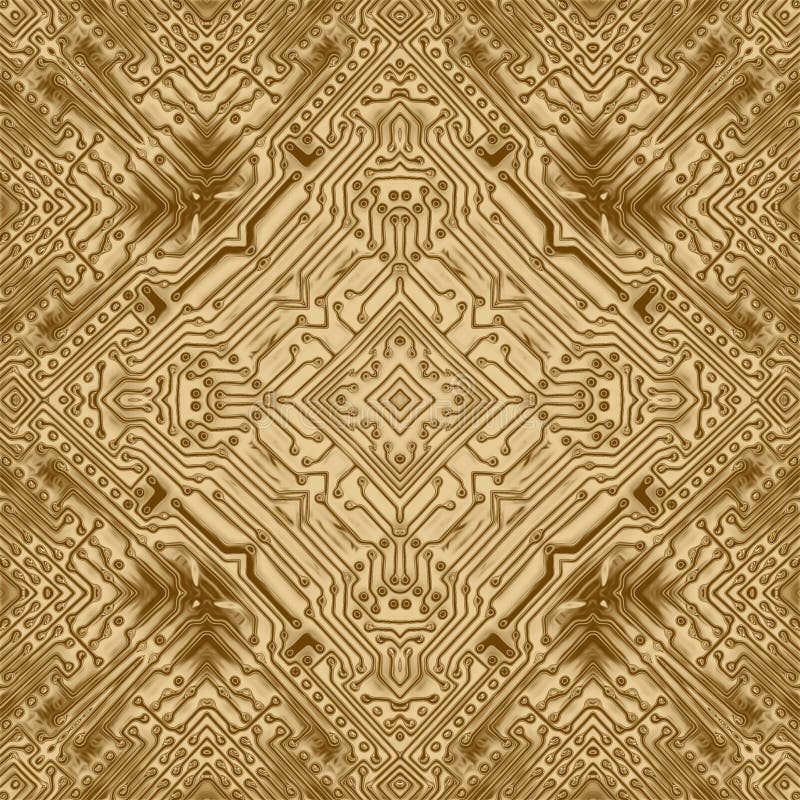 Gold Pcb Technology Background and Computer Pattern, Digital Stock ...