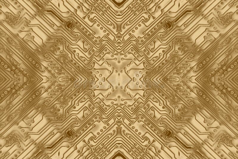 Gold Pcb Technology Background and Computer Pattern, Tech Line Stock ...