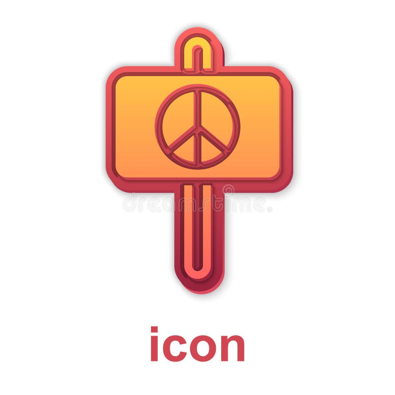 Gold Peace Icon Isolated on Brown Background. Hippie Symbol of Peace ...