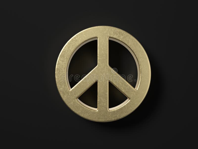 Gold Peace Symbol stock illustration. Illustration of shinny - 157809486