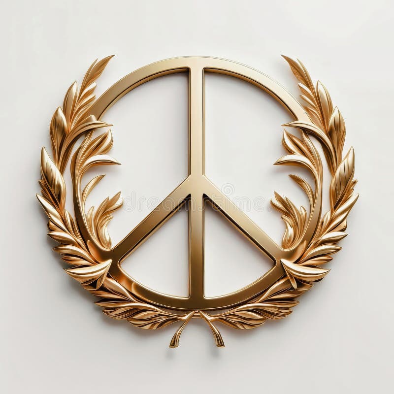 Gold peace symbol stock illustration. Illustration of emblem - 365457701