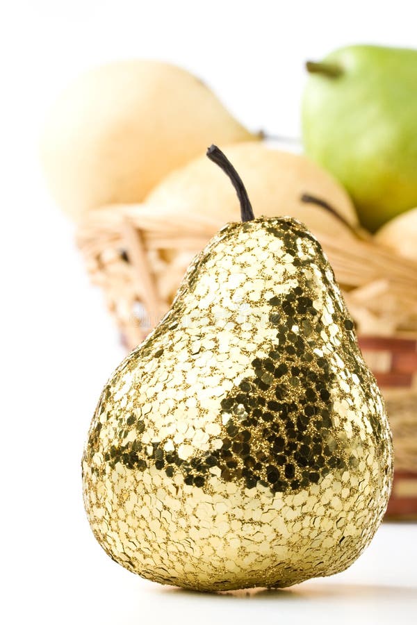 Gold pear stock photo. Image of nature, shiny, metal, unique - 7466448