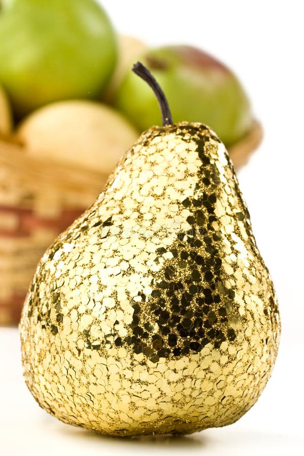 Gold pear stock image. Image of metallic, organic, juicy - 7488241