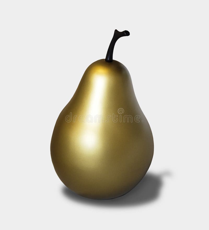 Gold Pear on 18 Percent Gray Background with Shadow Stock Illustration ...