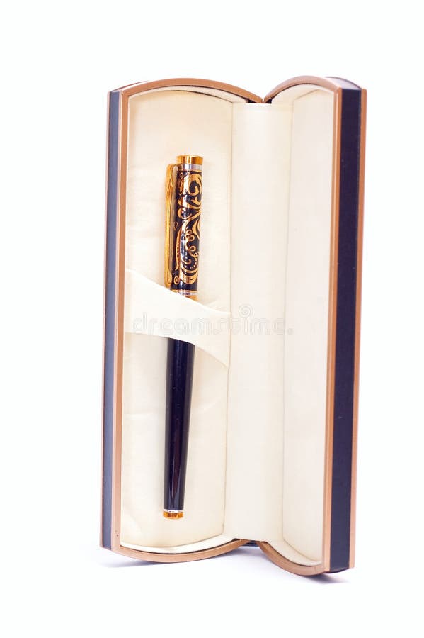 Gold pen in box stock image. Image of events, fashion - 13245767
