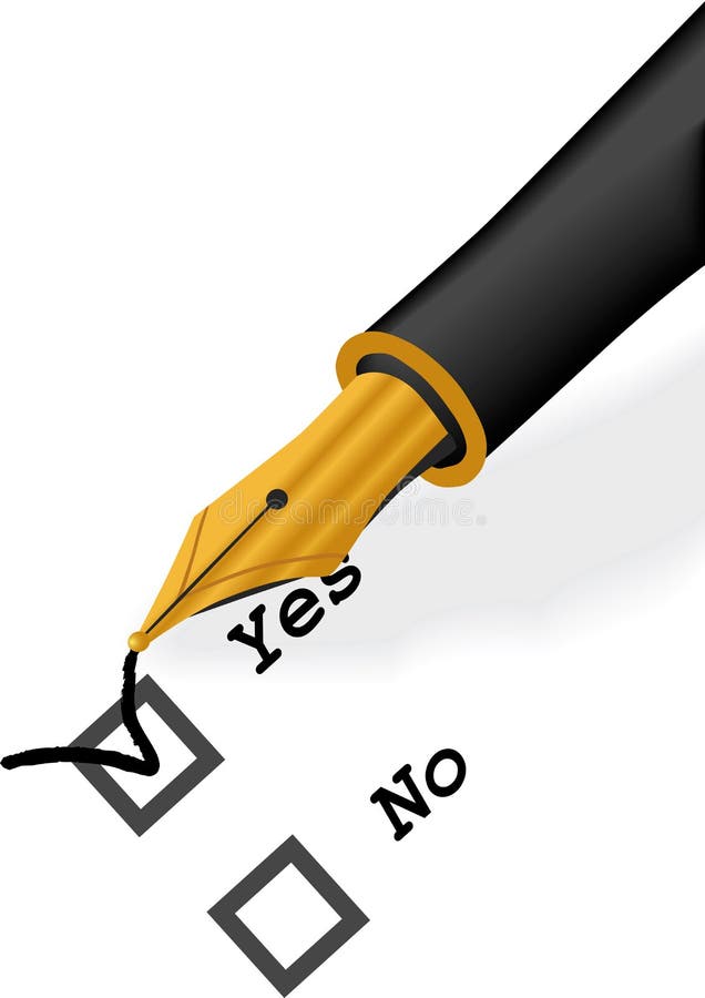 Gold Pen Check stock vector. Illustration of choosing - 6280050