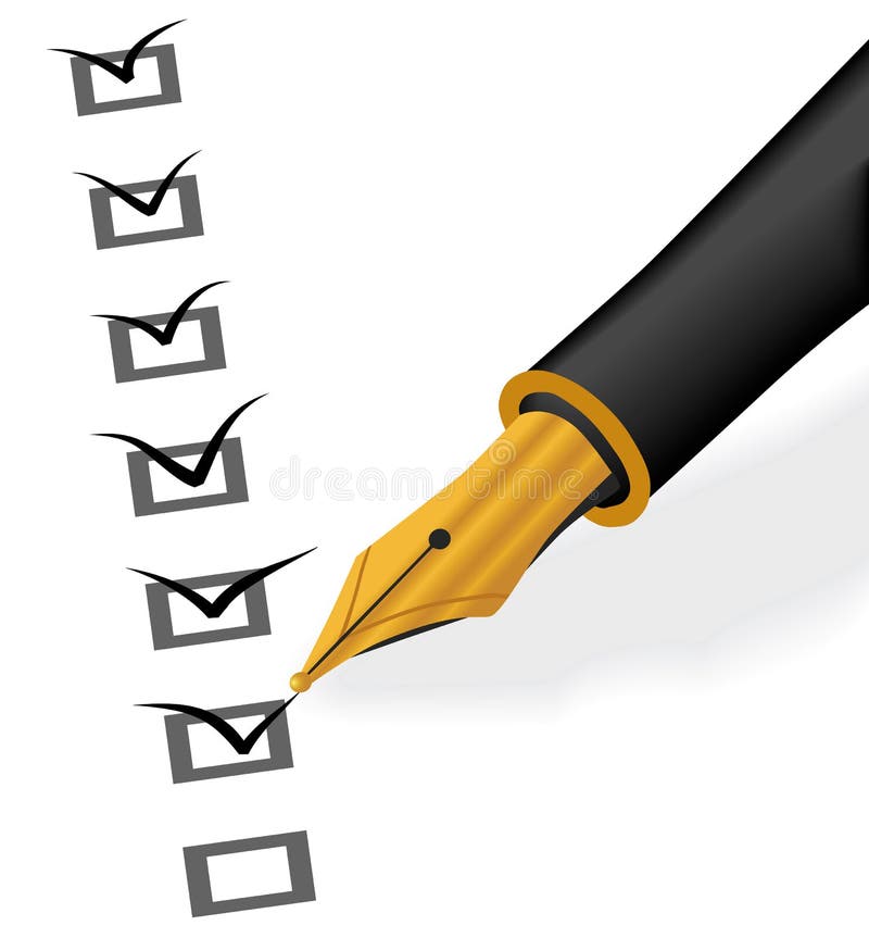 Gold Pen Check stock vector. Illustration of office, real - 6307724