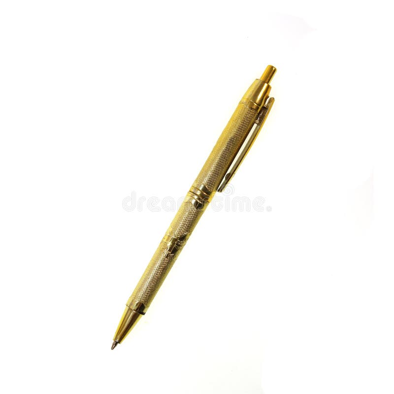 Gold Pen Isolated on White Background Stock Photo - Image of closeup ...