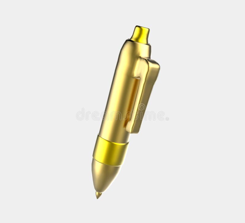 Gold Pen on White Background 3D Stock Illustration - Illustration of ...