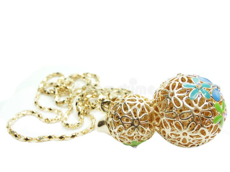 Gold Pendant with Diamond Crystals Stock Photo - Image of fashion ...