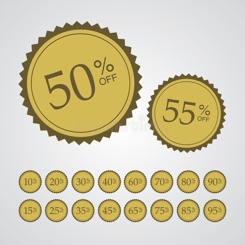 Gold Percentage Off Stickers Stock Vector - Illustration of clearance ...