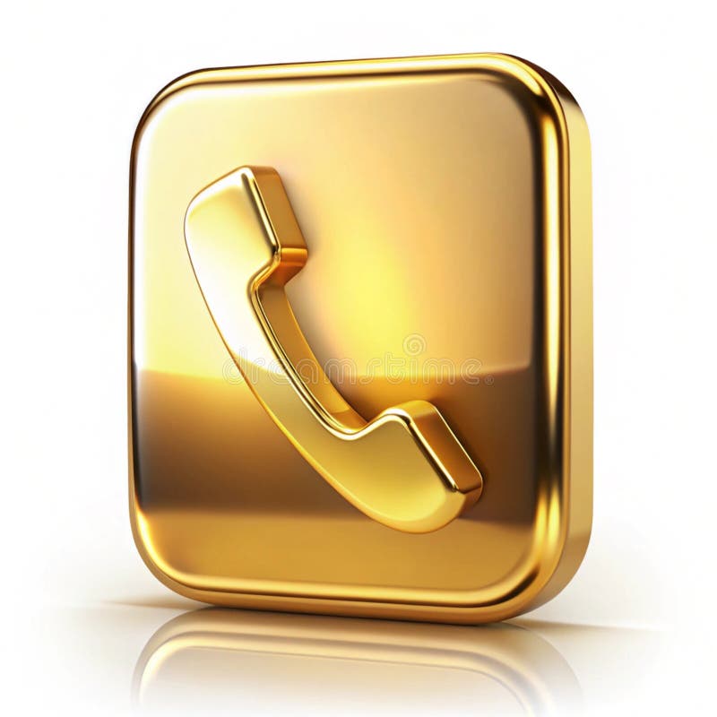 Gold Phone Icon Realistic 3D Render Communication Symbol Stock ...
