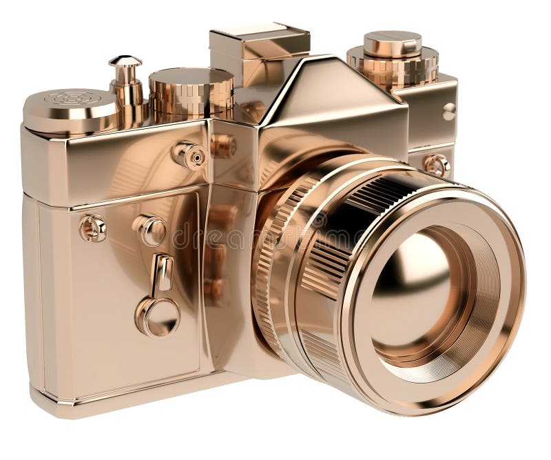 Gold Photocamera Isolated on White Background Stock Illustration ...
