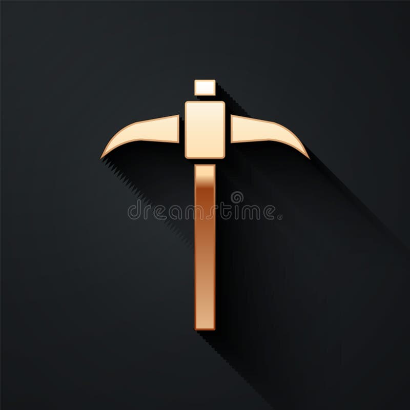 Gold Pickaxe Icon Isolated on Brown Background. Minimalism Concept ...
