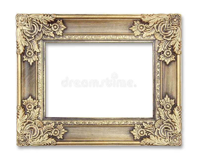 Gold Picture Frame with a Decorative Pattern on White Background Stock ...