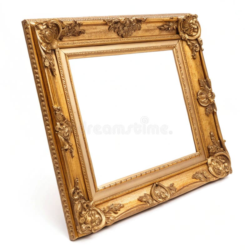 Gold Picture Frame on Transparent Background Stock Illustration ...