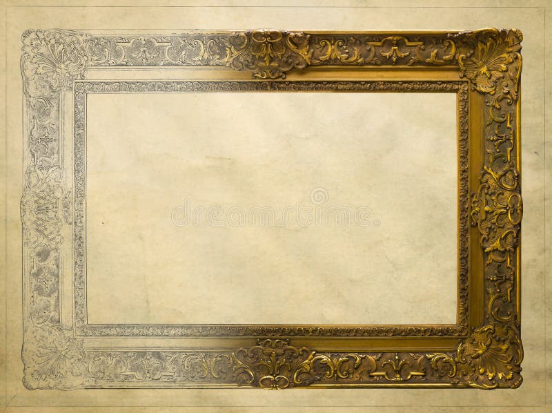 Antique Gold Frame Isolated On The White Stock Image - Image of ancient ...