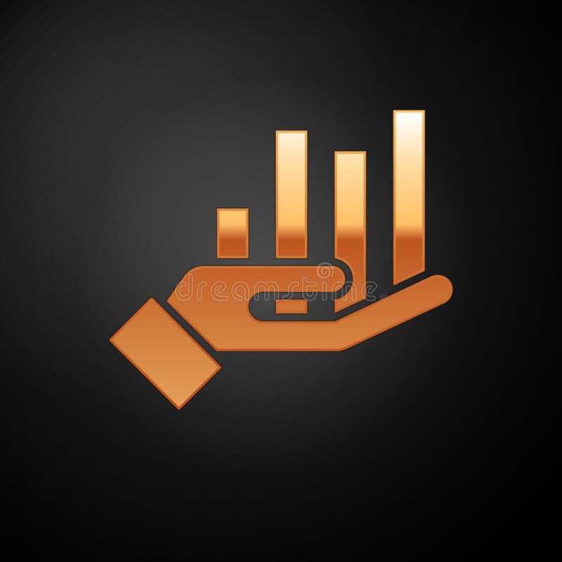 Gold Pie Chart Infographic Icon Isolated on Black Background. Diagram ...