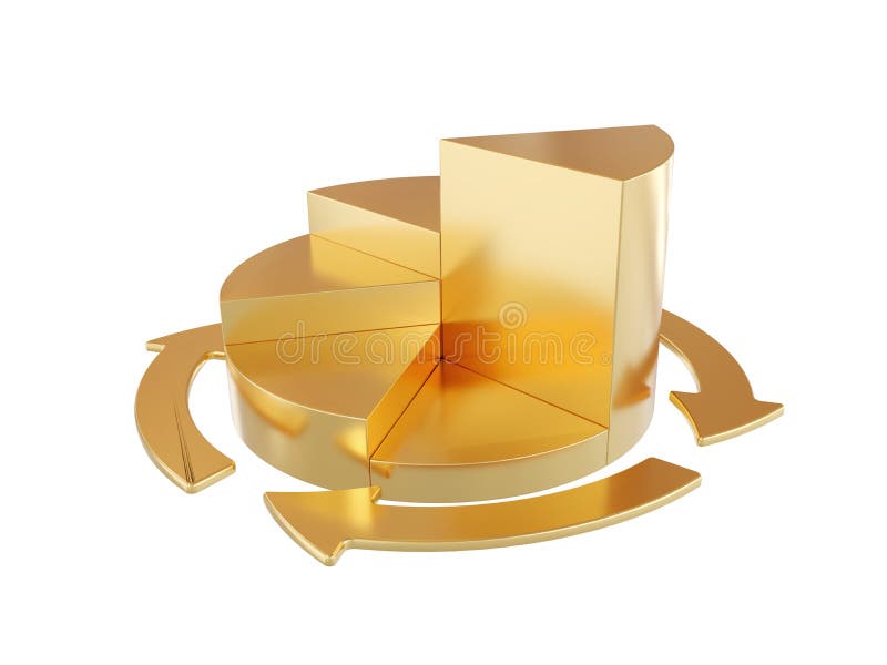 Gold Pie Chart Isolated on a White Background Stock Illustration ...