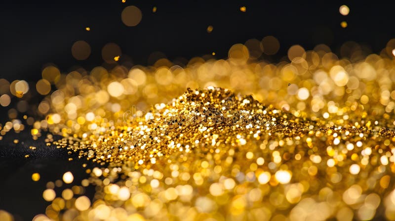 Gold, a Pile of Gold Dust Sparkling Under Direct Light Gold. Stock ...