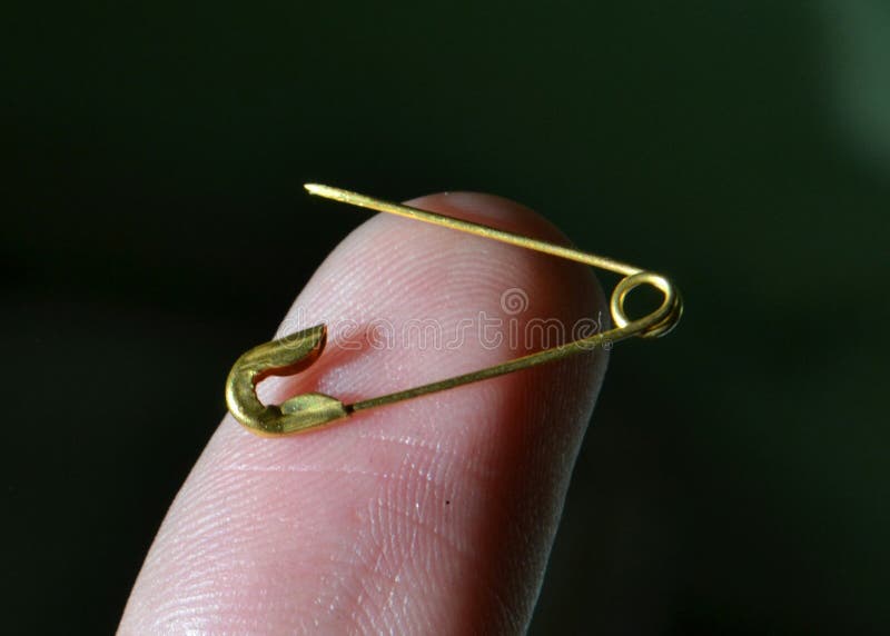 Gold pin on my finger stock photo. Image of petal, glasses - 190541138