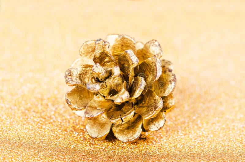 Gold pine cones. stock image. Image of decor, gold, celebration - 79137079