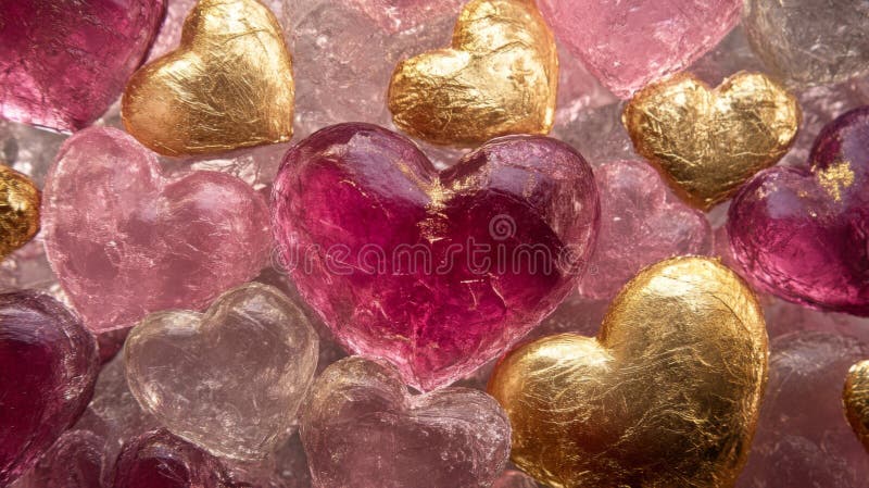 Gold and Pink Hearts Decorative Candy Collection Stock Illustration ...