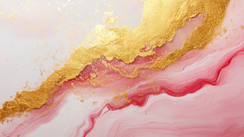 Gold and Pink Marble Texture with Abstract Fluid Art and Metallic ...
